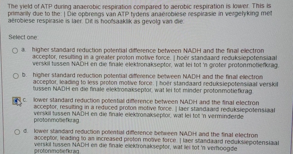 Solved The yield of ATP during anaerobic respiration | Chegg.com