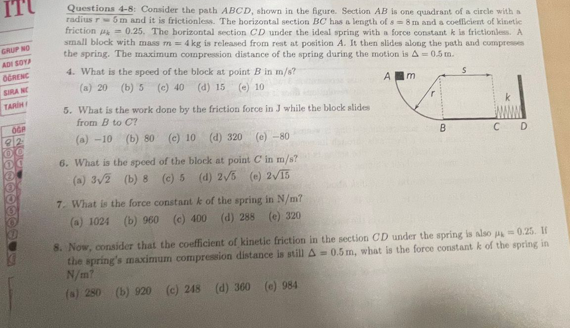 Solved I'TQuestions 4-8: Consider the path ABCD, shown in | Chegg.com