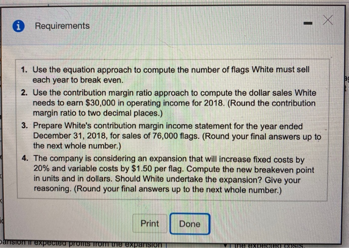 Solved White Company sells flags with team logos. White has | Chegg.com