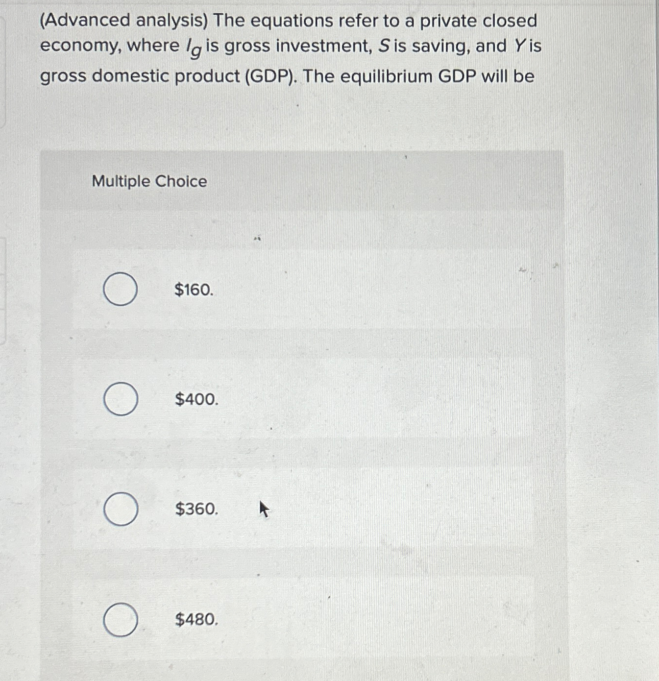 Solved (Advanced analysis) ﻿The equations refer to a private | Chegg.com