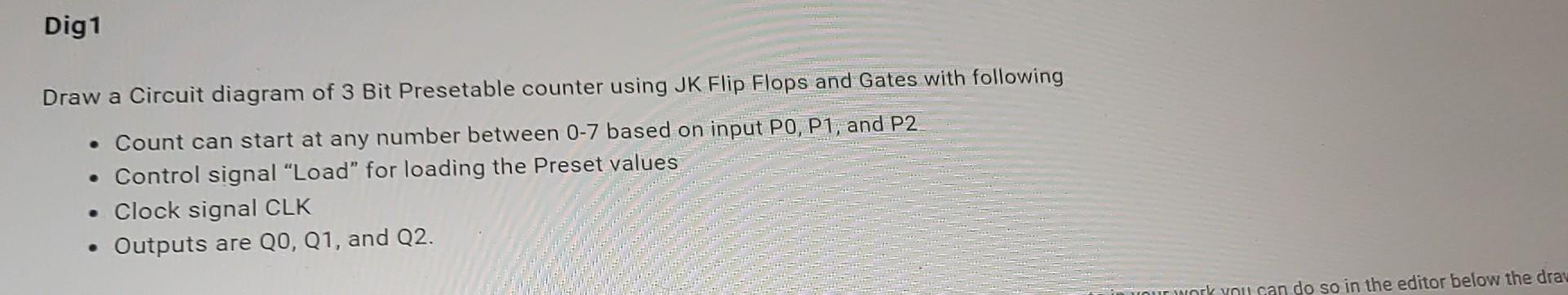 Solved Draw a Circuit diagram of 3 Bit Presetable counter | Chegg.com