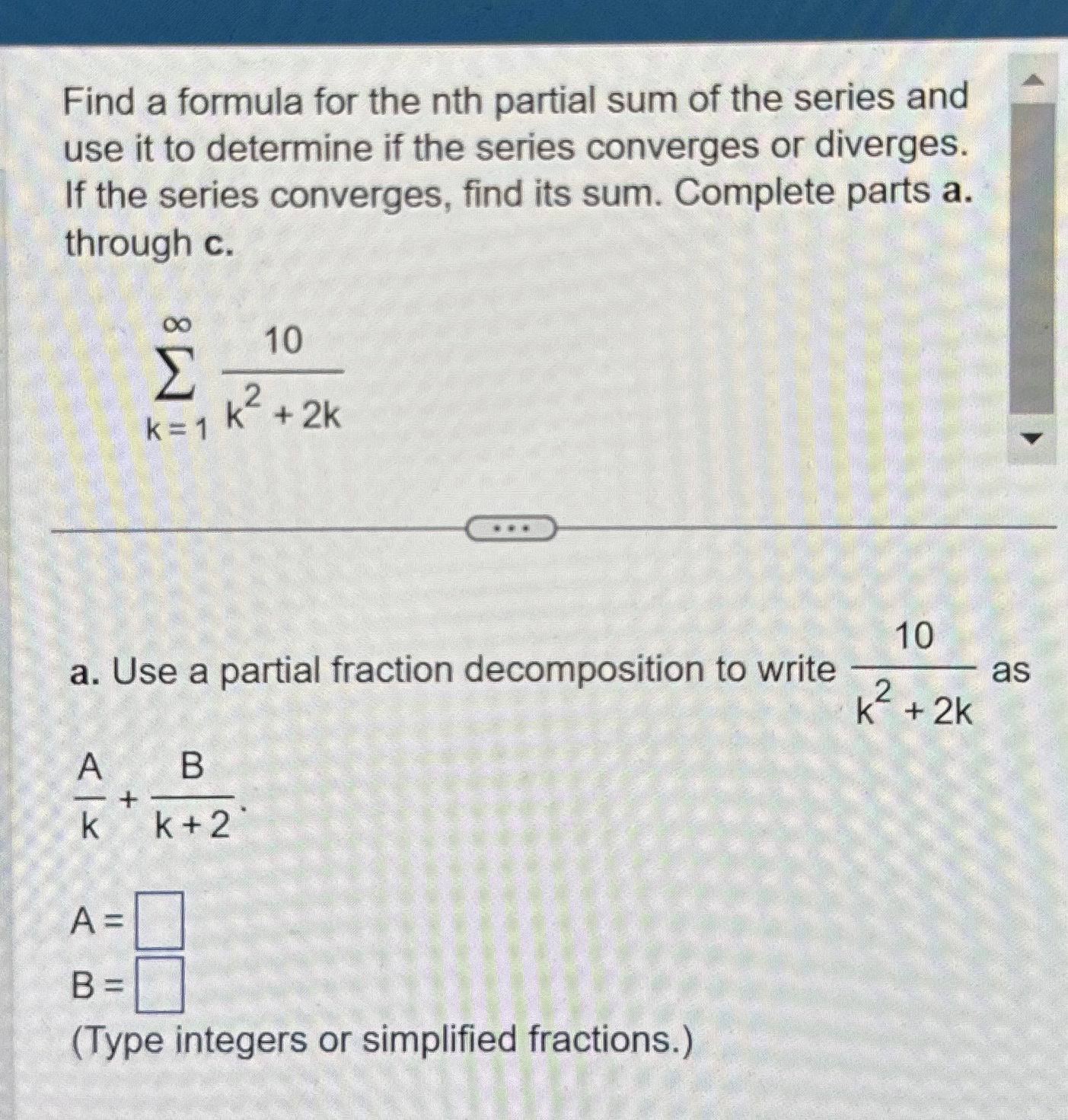 Find a formula for the nth partial sum of the series | Chegg.com
