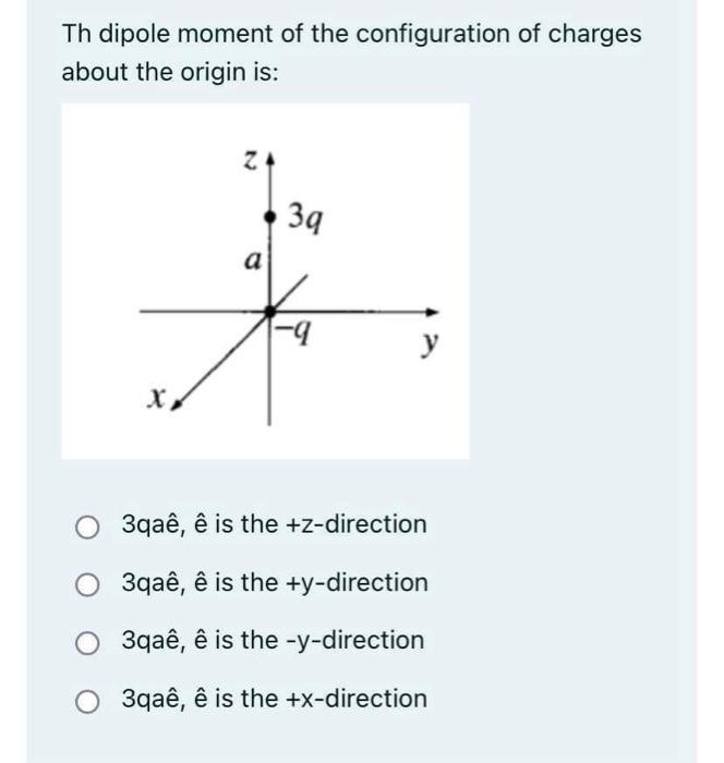 Solved Th dipole moment of the configuration of charges | Chegg.com