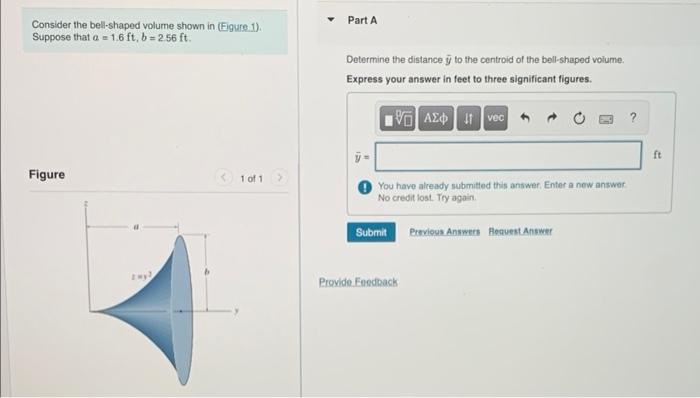 Solved Part A Consider the bell-shaped volume shown in | Chegg.com