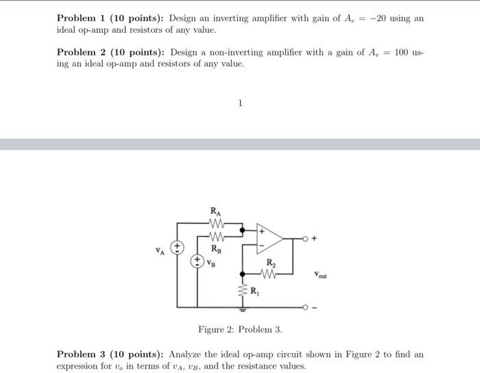Solved Problem 1 (10 points): Design an inverting amplifier | Chegg.com Solved Problem 1 (10 points): Design an inverting amplifier | Chegg.com