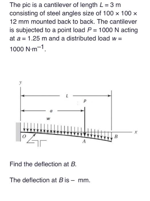 Solved The pic is a cantilever of length L=3 m consisting of | Chegg.com