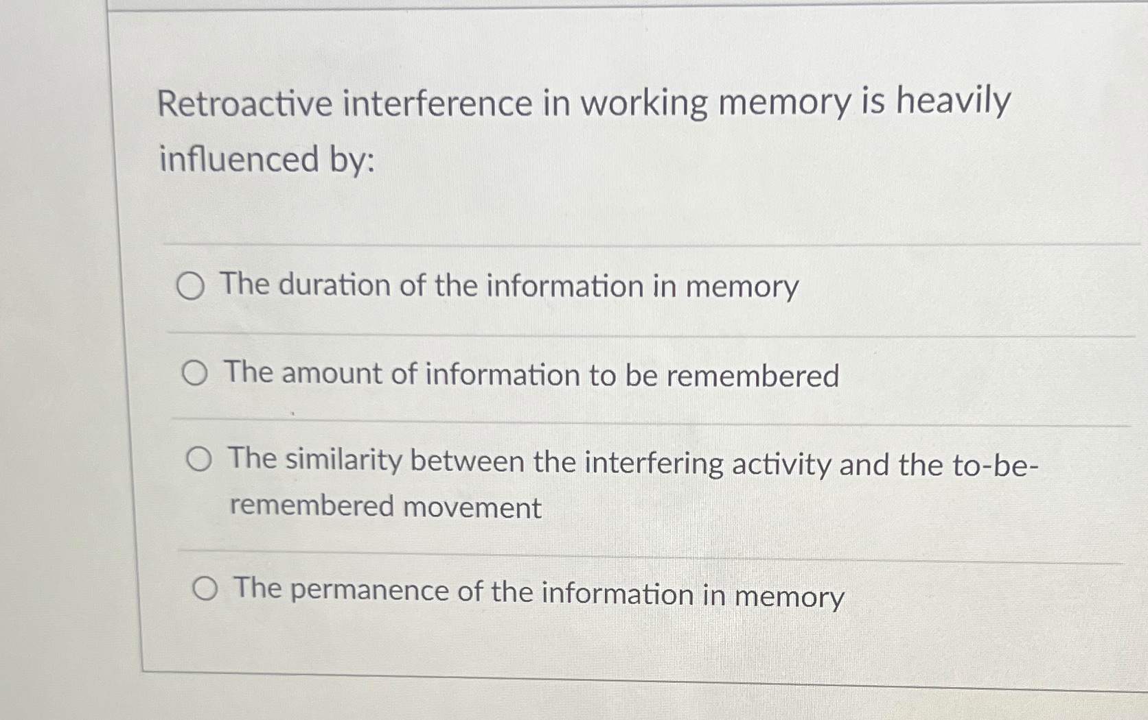 Solved Retroactive interference in working memory is heavily | Chegg.com