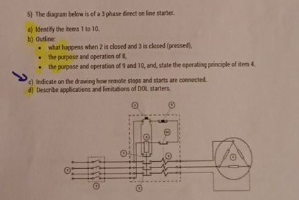 Solved The diagram below is of a 3 ﻿phase direct on line | Chegg.com