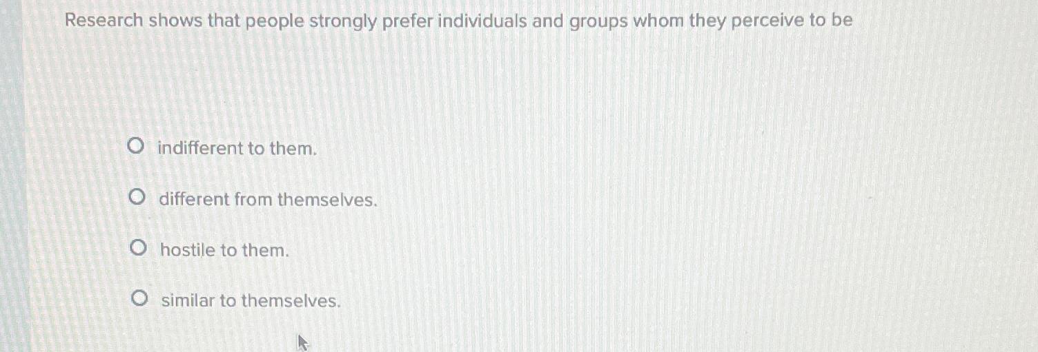 Solved Research shows that people strongly prefer | Chegg.com