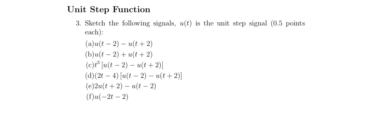 Solved Unit Step FunctionSketch the following signals, u(t) | Chegg.com