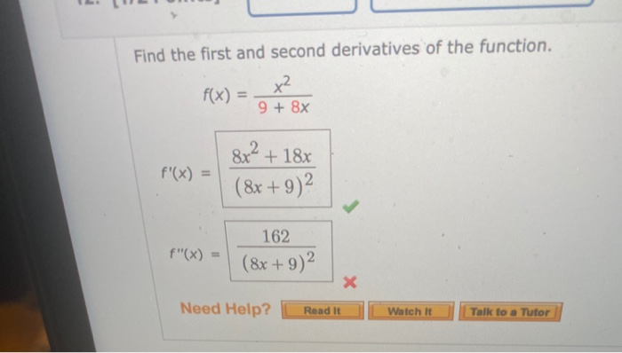 Solved Differentiate the function. y = 8x2 + 6x + 2 ух 2x € | Chegg.com