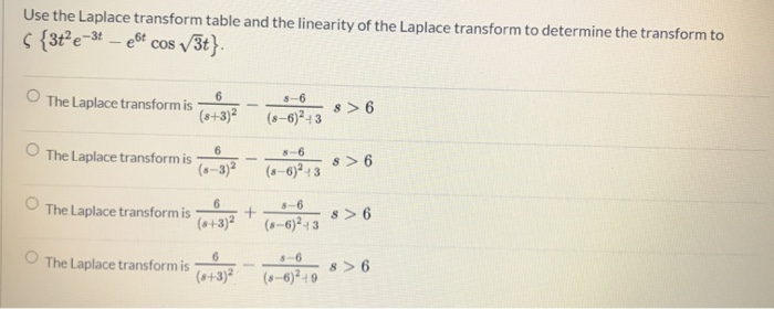 Solved Use the Laplace transform table and the linearity of | Chegg.com