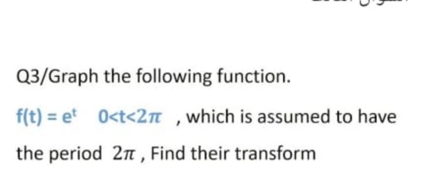 Solved Q3/Graph the following function. f(t) = et 0 | Chegg.com