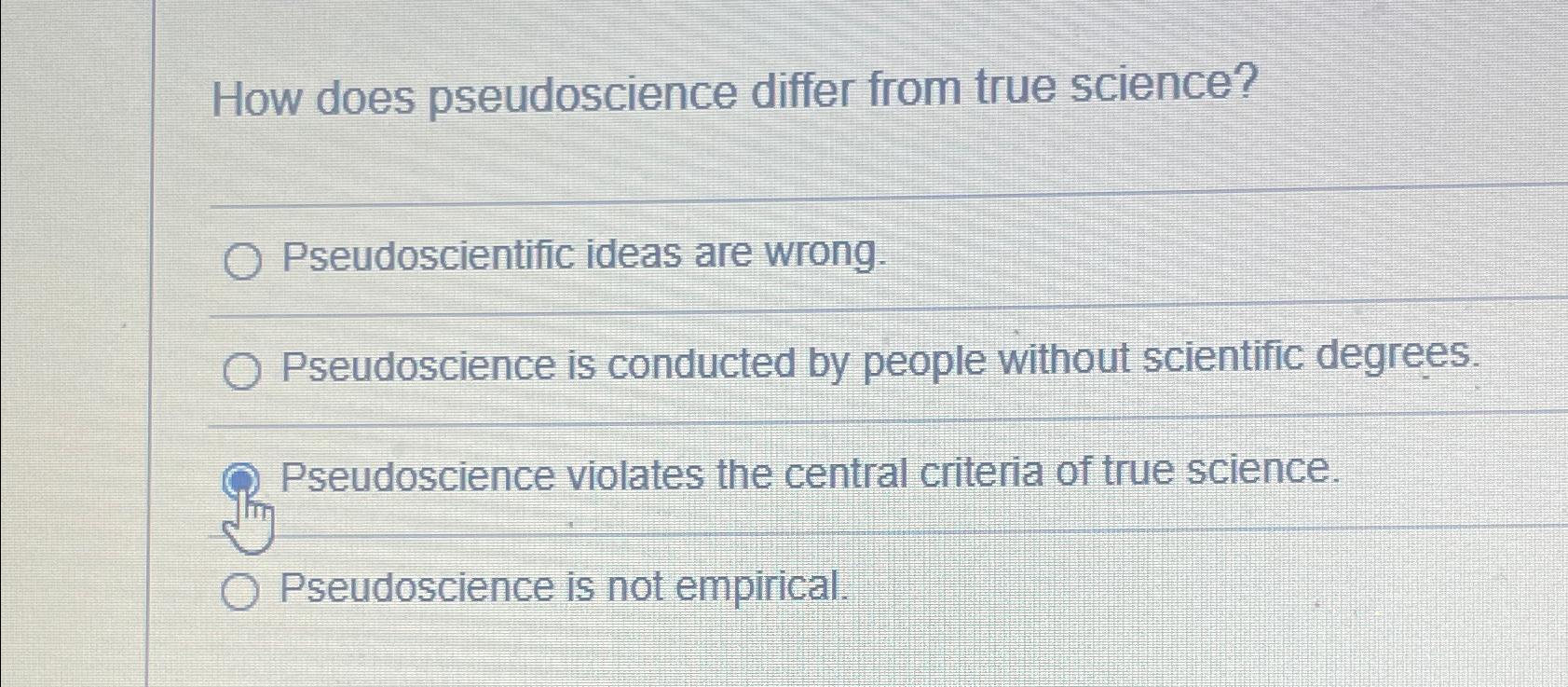 Solved How does pseudoscience differ from true | Chegg.com