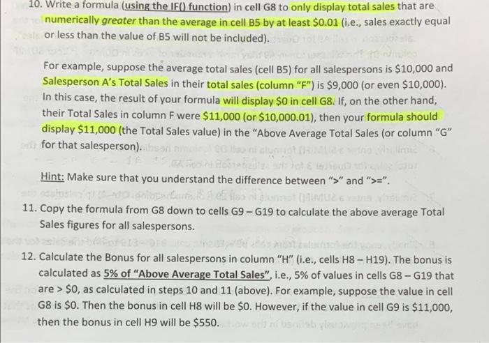 Solved G8 B C D Average Total Sales calculated in shaded box | Chegg.com