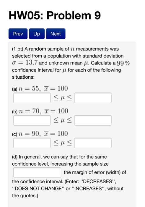 Solved HWO5: Problem 7 Prev Up Next (1 pt) A survey of 64 | Chegg.com