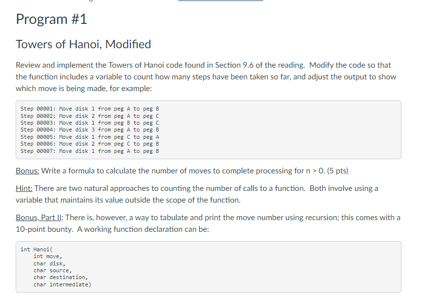 Solved Program #1, ﻿PLEASE WRITE IN CODE BY CTowers of | Chegg.com