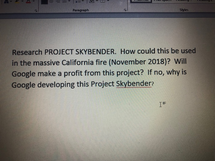 Solved Styles Paragraph Research PROJECT SKYBENDER. How | Chegg.com