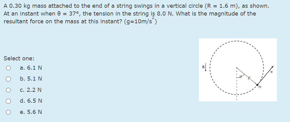 Solved A 0.30kg ﻿mass attached to the end of a string swings | Chegg.com