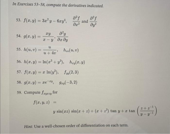 Solved In Exercises 53-58, compute the derivatives | Chegg.com