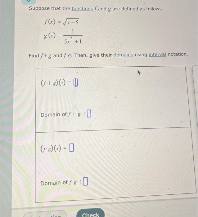 Solved Suppose That The Functions Fand G Are Defined As