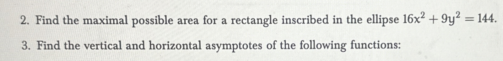 Solved Find the maximal possible area for a rectangle | Chegg.com