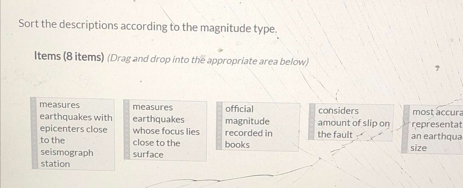 Solved Sort the descriptions according to the magnitude | Chegg.com