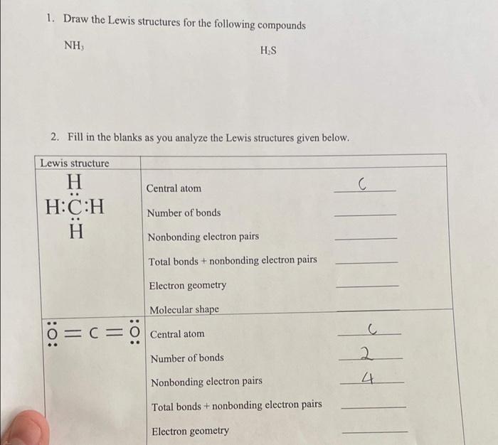 Solved 1. Draw the Lewis structures for the following | Chegg.com