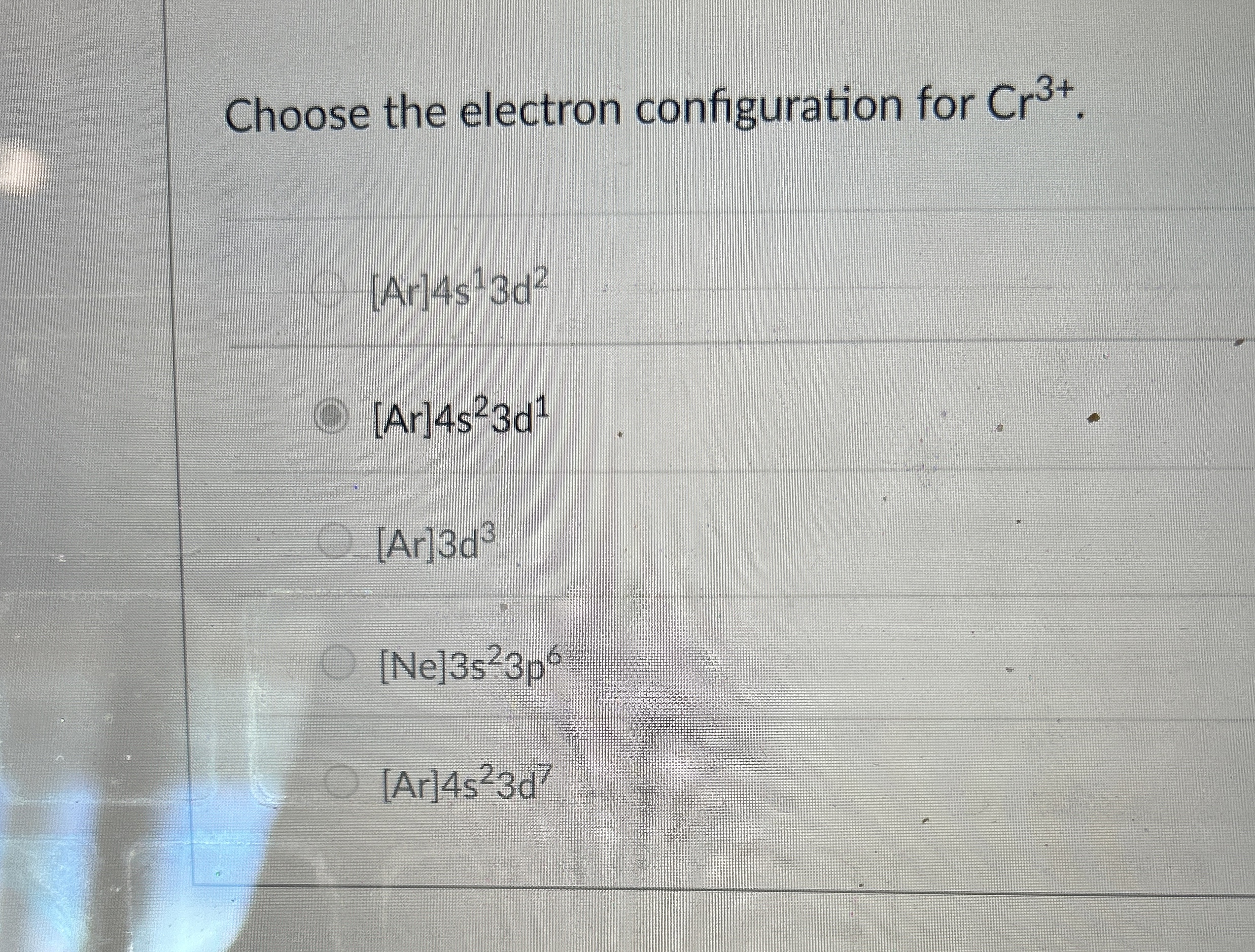 Solved Choose the electron configuration for | Chegg.com