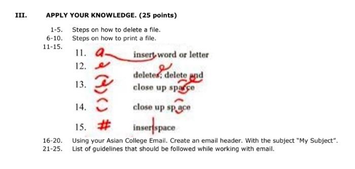 IDENTIFICATION. (25 points) 1. Shortcut key to | Chegg.com
