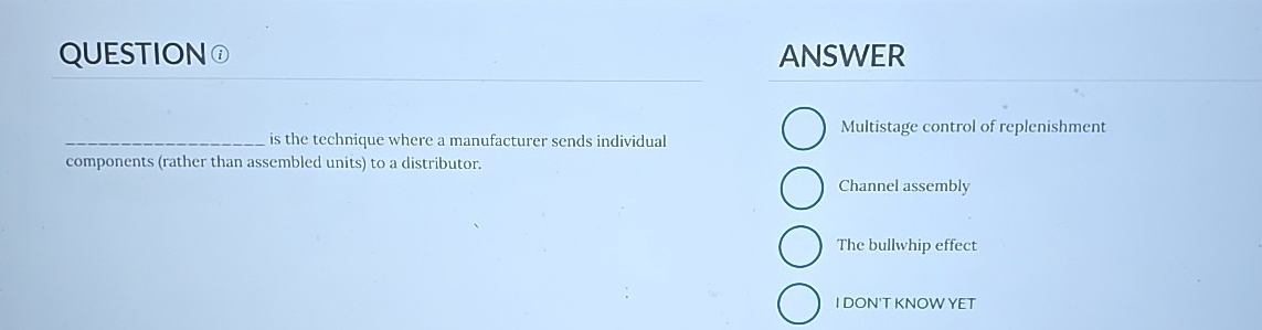 Solved QUESTION (ANSWERs the technique where a manufacturer | Chegg.com