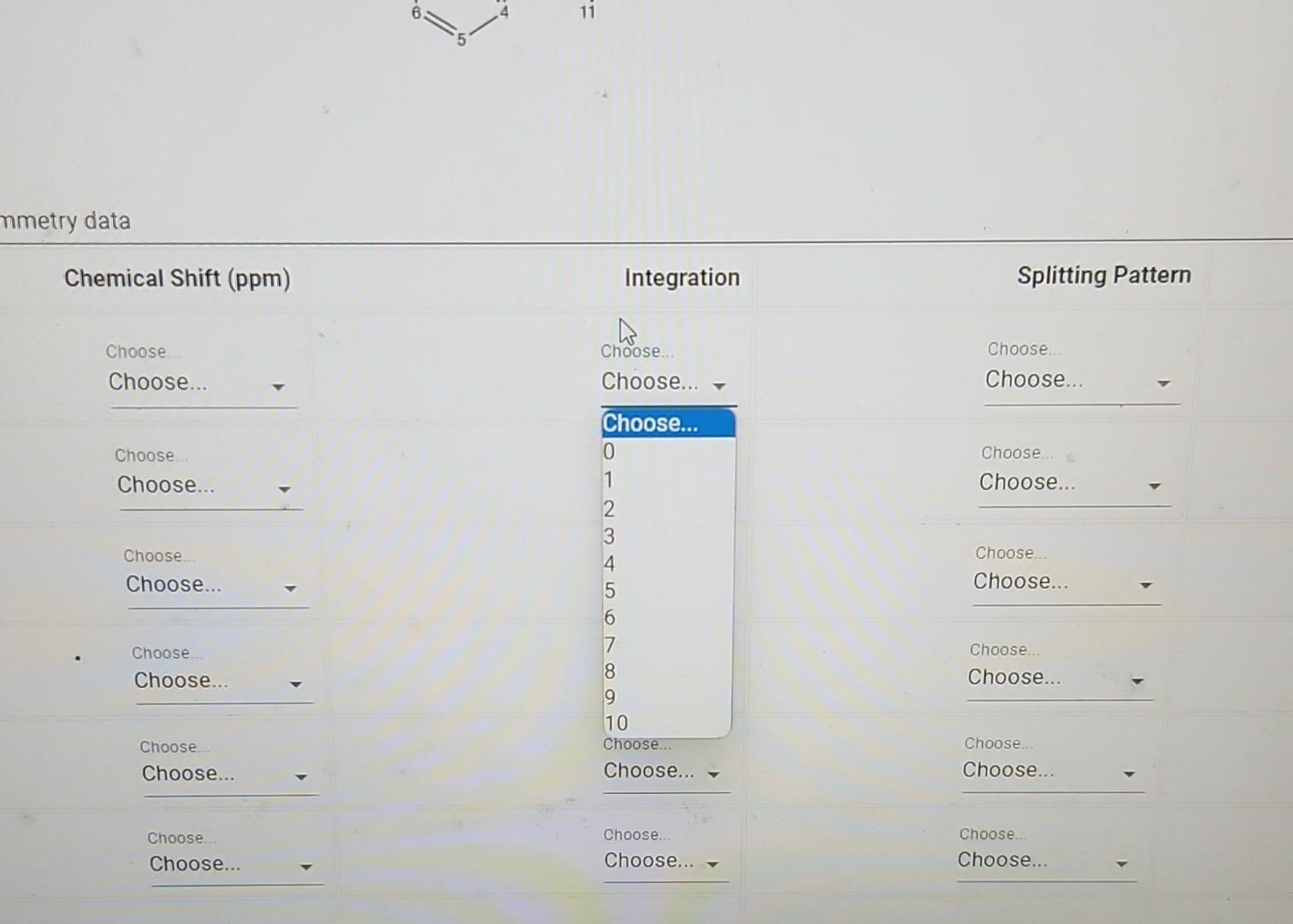 Solved Chemical Shift (ppm) IntegraTable view D List | Chegg.com