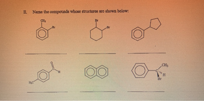 Solved II. Name the compounds whose structures are shown | Chegg.com