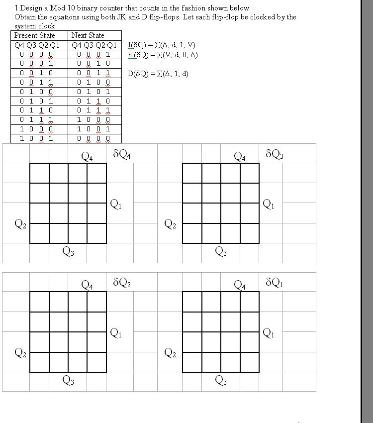 Design a Mod 10 binary counter that counts in the | Chegg.com