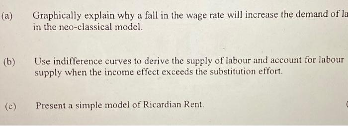 Solved Graphically explain why a fall in the wage rate will | Chegg.com