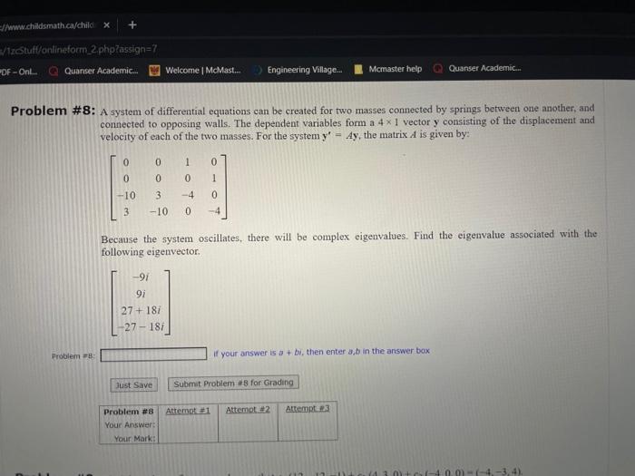 Solved Problem #8: A system of differential equations can be | Chegg.com
