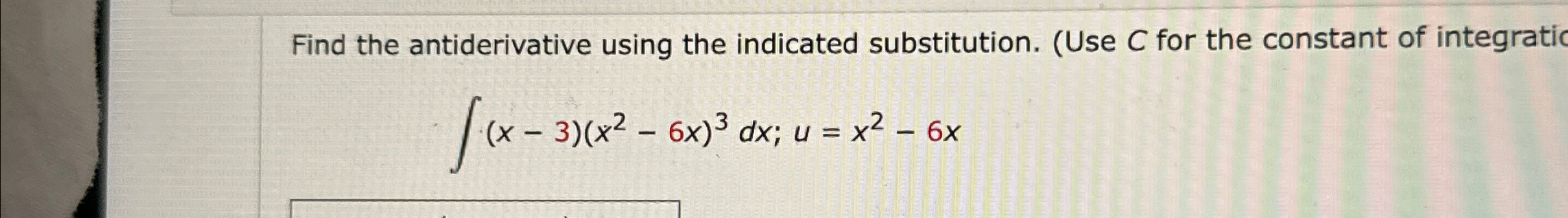 Solved Find the antiderivative using the indicated | Chegg.com