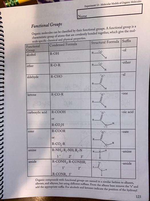 Solved Experiment 13 - Molecular Models of Organic Molecules | Chegg.com
