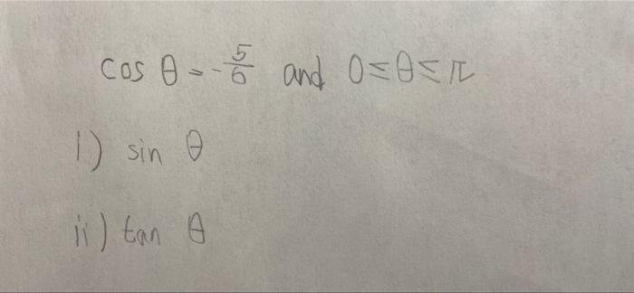 Solved cos to and O=OCR 1) sin a li) tan o | Chegg.com