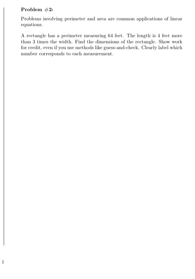 Solved Problem #2:Problems involving perimeter and area are | Chegg.com