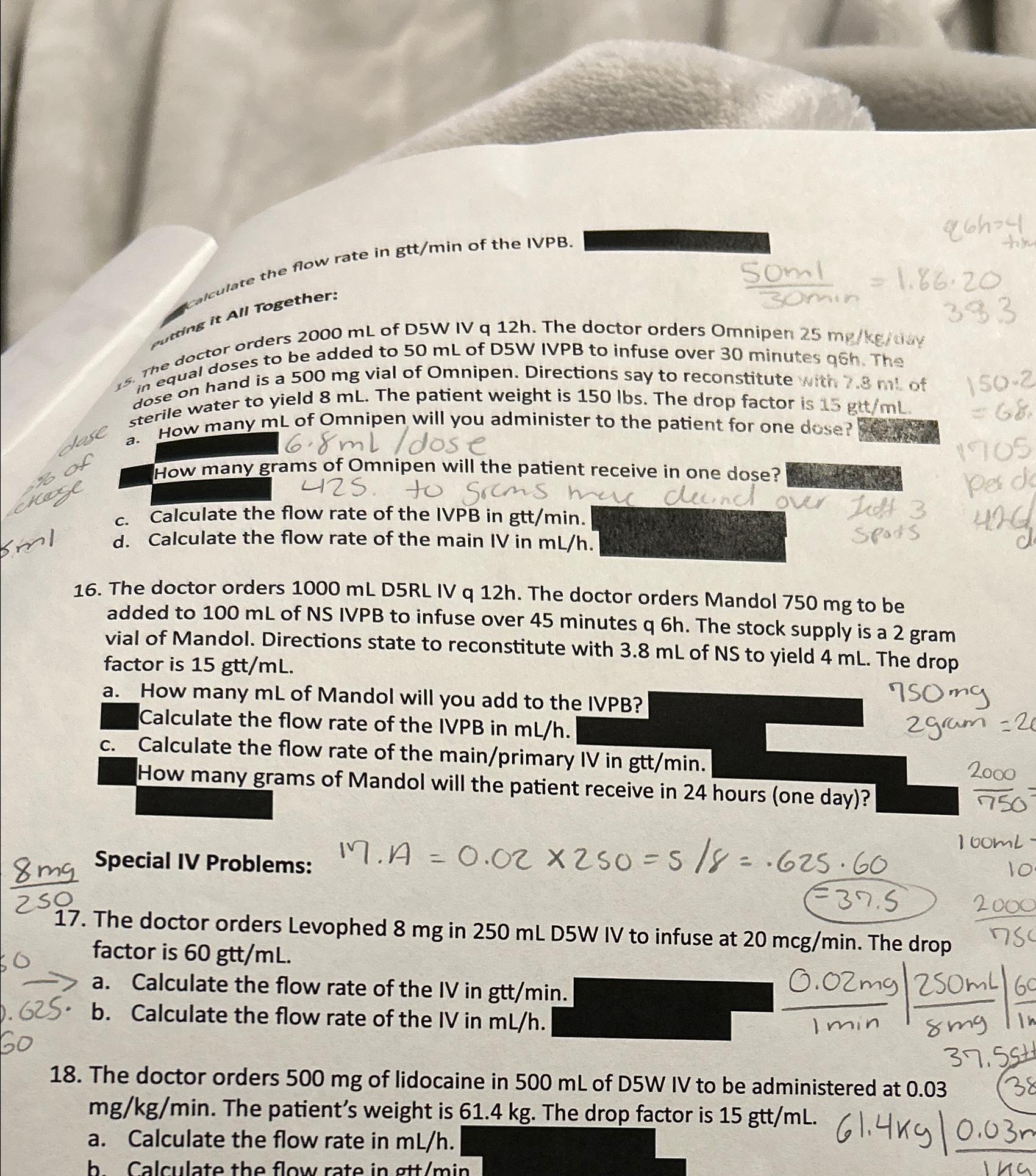 Solved alate the flow rate in gttmin ﻿of the IVPB.How many | Chegg.com