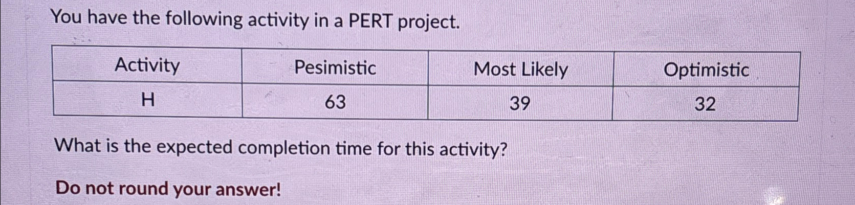 Solved You have the following activity in a PERT | Chegg.com