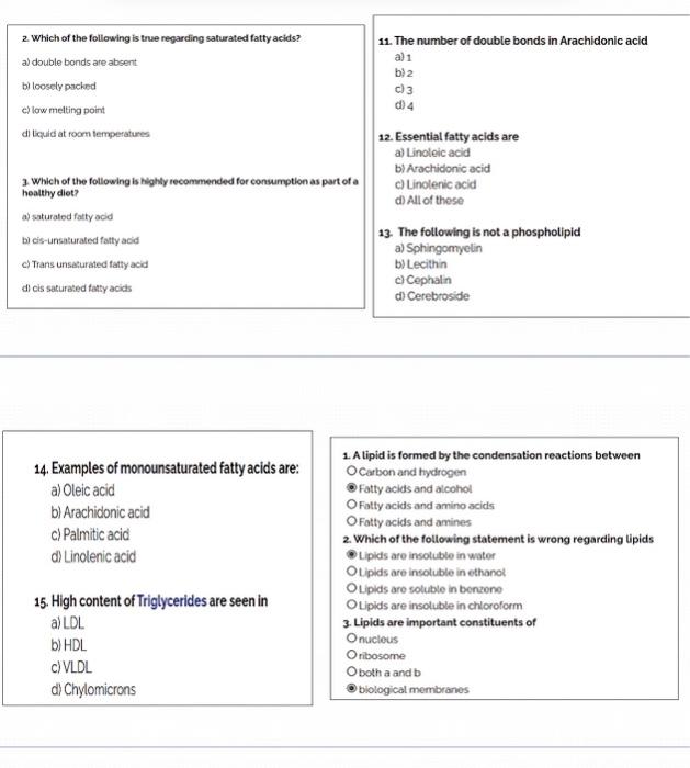 Solved 2. Which of the following is true regarding saturated | Chegg.com