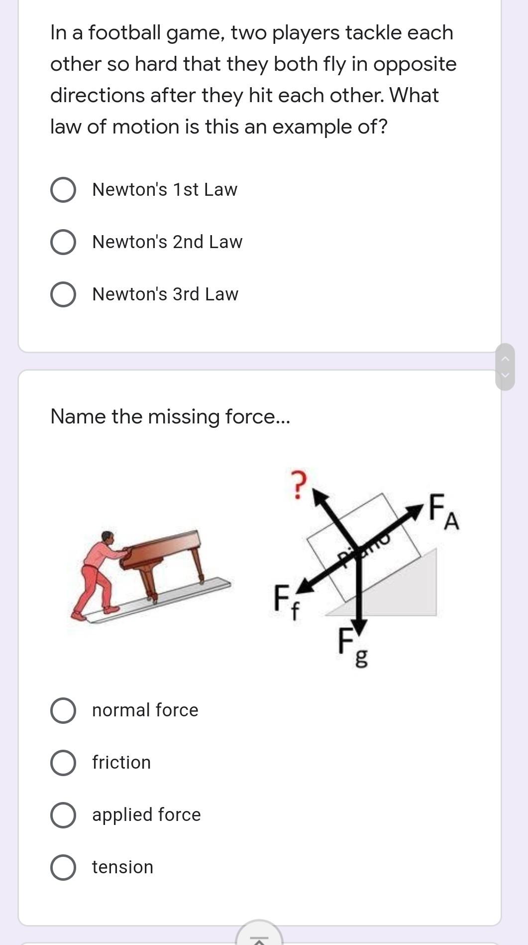 Solved Name the missing force... ? Student FY g weight | Chegg.com