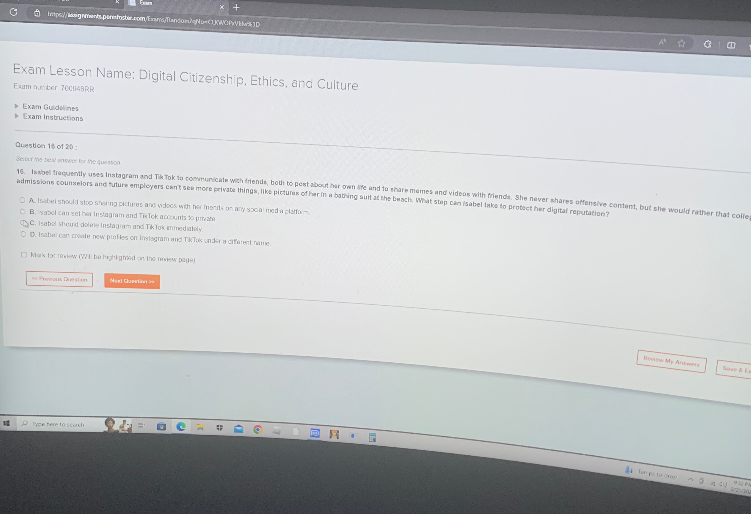 Solved Exam Lesson Name: Digital Citizenship, Ethics, and | Chegg.com