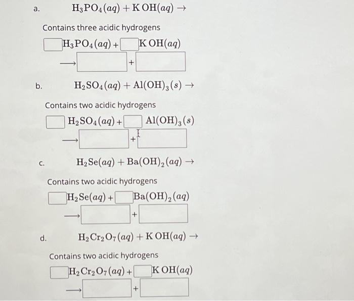 Solved complete and balance each acid base reaction. use the | Chegg.com
