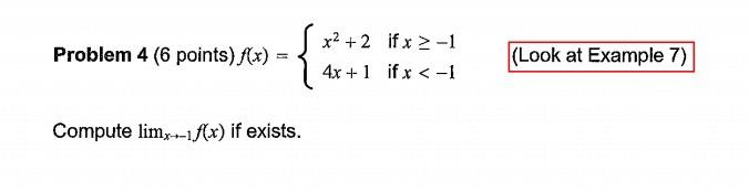 Solved Problem 4 (6 points) f(x)={x2+24x+1 if x≥−1 if x