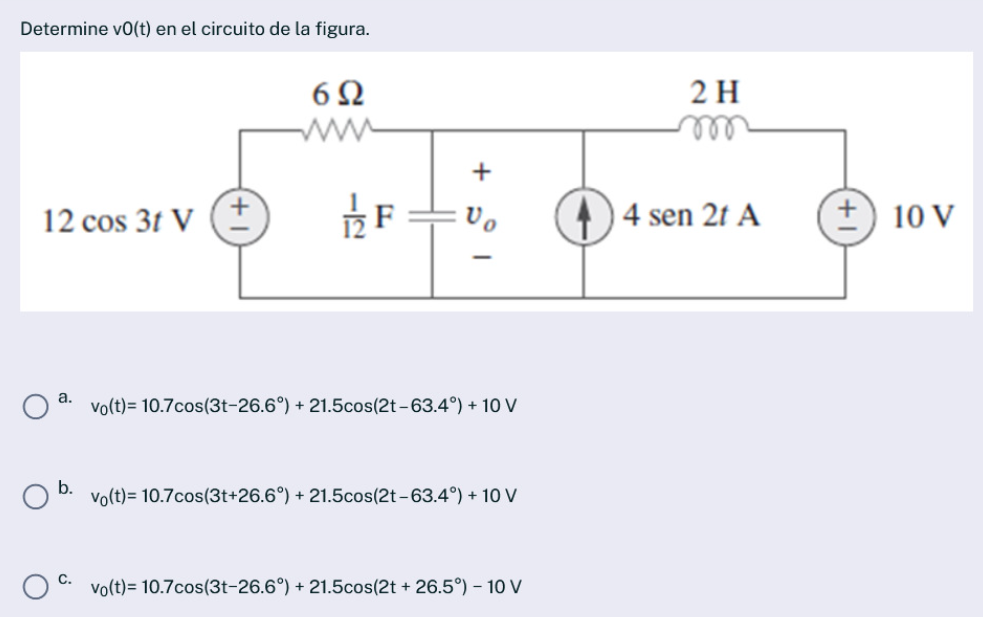 Solved Determine vO(t) ﻿en el circuito de la | Chegg.com