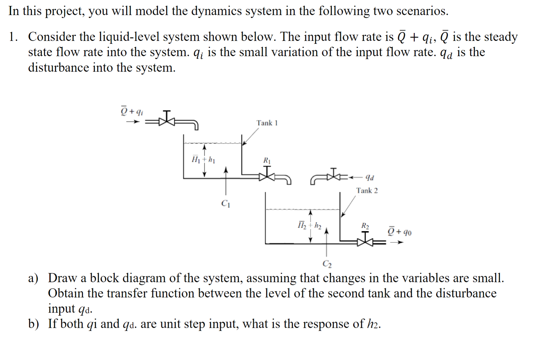 Solved 1. ﻿Consider the liquid-level system shown below. The | Chegg.com