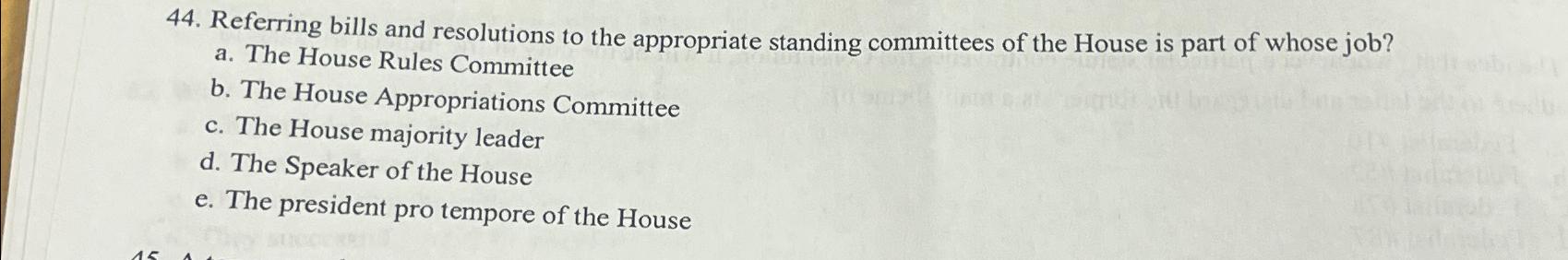 Solved Referring bills and resolutions to the appropriate | Chegg.com